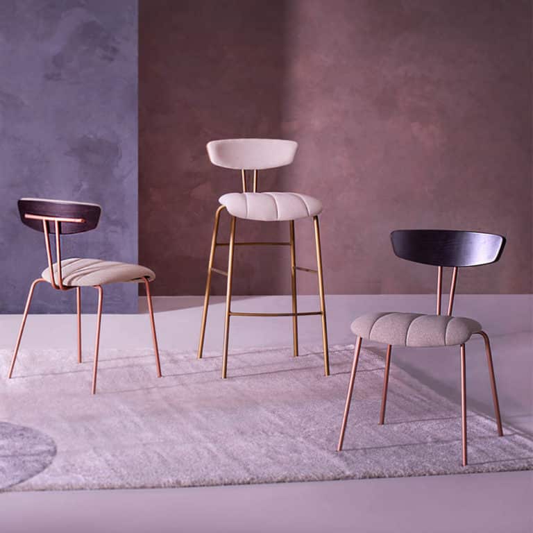 Amy Bar Stool - Metal Frame Upholstered Bar Stool from DeFrae